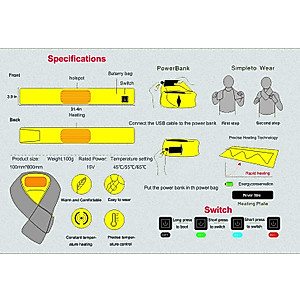 hYwecy Heated Scarf-Three Temp Setings-USB Powered By Power Bank,Heating Scarf for Women/Men(Without Power Bank)