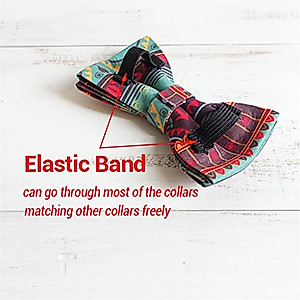 LMMDDP Designer Dog Collar Personalized Pattern Bow Dog Collar with Leash Set Adjustable Nylon DIY Pet Collar with Metal Hardwares (Color : Black, Size : Small)