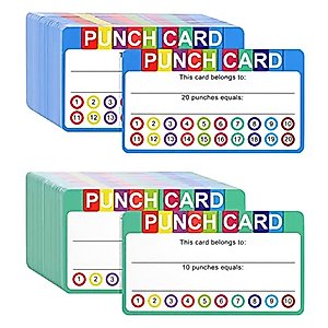 Punch Cards for Classroom, 240 Pack Kids Behavior Reward Punch Cards, , Incentive Punch Card for kids, Business, Students, Teachers, 2 Styles