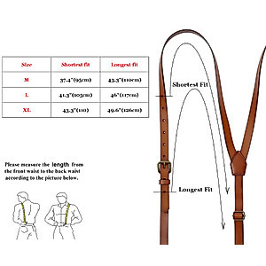 Exception Goods Leather Suspenders For Men, Personalized Brown Genuine Leather, Groomsmen Gifts (L Fits 5'2"-6'23", Brown)