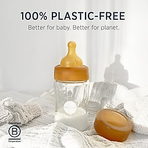 HEVEA Wide Neck Baby Bottle Nipple - Slow Flow Glass Bottle Nipple for Newborn Babies - Single-Pack - 100% Natural Rubber 0+ Months