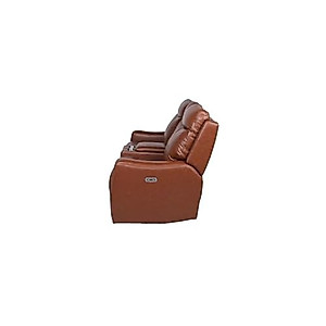 Steve Silver Natalia Power Reclining Loveseat-Top-Grain, Articulating Headrest, USB Charging, Coach Color Love Seats, 72.5" L x 39" W x 42" H, Caramel Leather