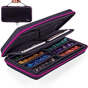 SIQUK Dice Case DND Dice Box Dice Storage Case Dice Organizer Holder with Handle Removable Slotted Tray Holds 8 Sets DND Dice for Dungeons & Dragons and Other RPG Table Games, Rose Red
