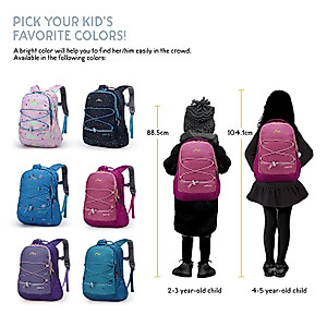 MOUNTAINTOP Kids Backpack for Boys Girls Preschool Kindergarten Hiking Daypack, Green 8.7 * 5.9 * 15"