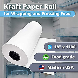 IDL Packaging 18" x 1100' Freezer Paper Roll for Meat and Fish – Plastic Coated Freezer Wrap for Maximum Protection – Safer Choice than Wax Paper – Wrapping and Freezing Food
