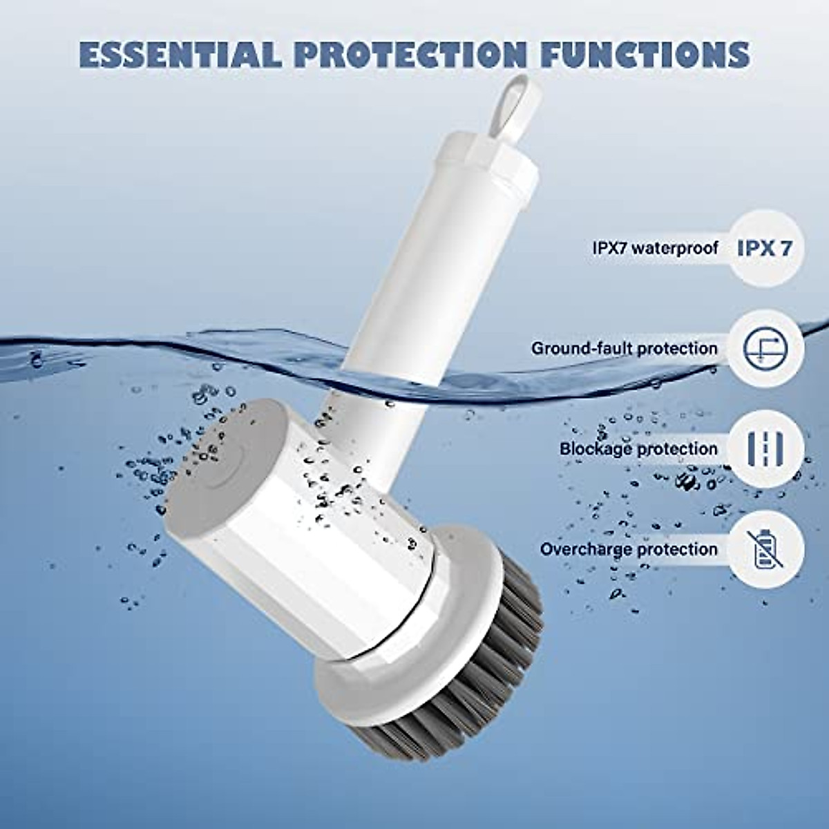 CONERX Electric Spin Scrubber Cordless Power Cleaning Brush with 4 Replaceable Brush Heads 2 Adjustable Speeds for Bathroom Kitchen Dishes Tub Sink Tile Window Floor Grout, White