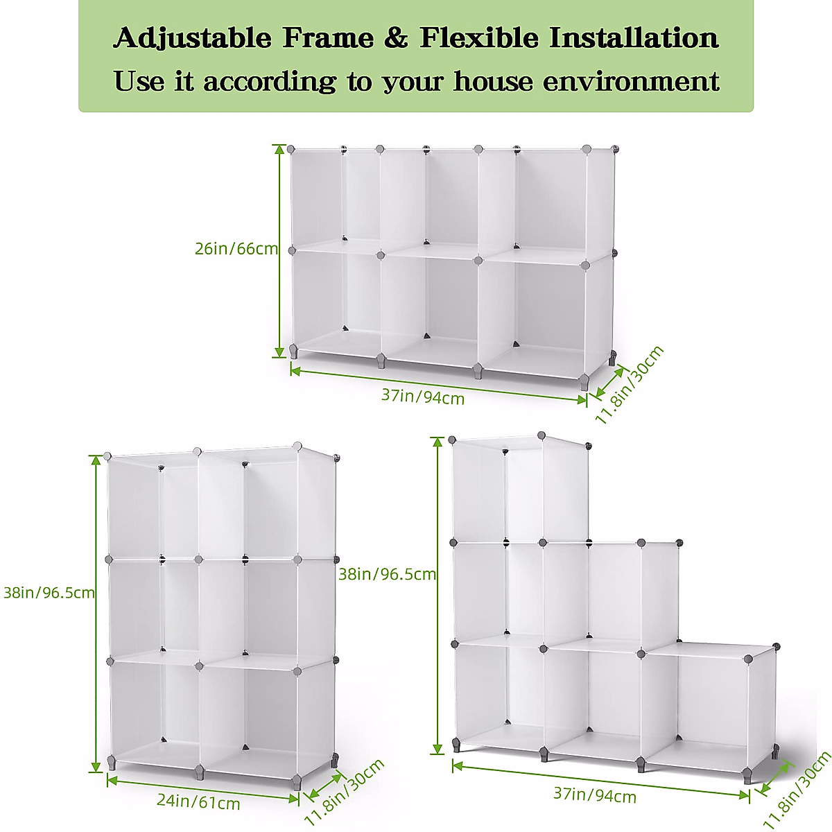 Homywish Cube Storage Organizer 6-Cube Closet Storage Shelves with Wooden Hammer DIY Closet Cabinet Room Storage Bookshelf Plastic Square Organizer Shelving for Home, Office, Bedroom, White…