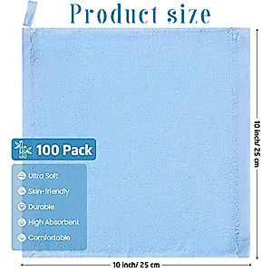 100 Pcs Bamboo Washcloths Towel Bulk 10 x 10 Inch Baby Wash Cloth for Bathroom Soft Quick Drying Bamboo Towels Face Towel for Washing Face Body Reusable Absorbent Washcloths