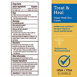 A+D Zinc Oxide Diaper Rash Cream - Soothes & Treats Diaper Rash - Zinc Oxide 10% Dimethicone 1% - Easy Spreading Cream for Baby - Healing Skin Ointment for Red, Irritated Skin - 4oz, 2 Pack