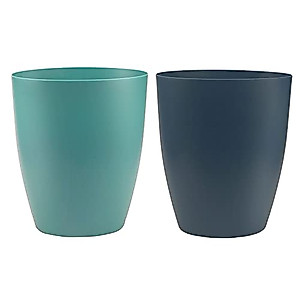 Gereen 2 Gallon Small Trash Can,Oval Small Trash Bin Wastebasket for Bathroom Bedroom Kitchen Countertop Under Sink (2 Pack, Blue+Green)