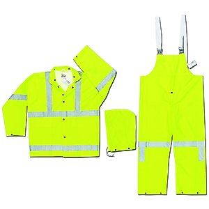 MCR Safety 2083SRX4 Luminator Class 3 PVC/Polyester 3-Peice Suit with Detachable Hood and 3M Reflective Material, Fluorescent Lime, 4X-Large
