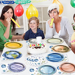 60PCS First Trip Around the Sun Space Party Plates and Napkins Outer Space Party Decorations Space Party Galaxy Planet Dinner Plates Solar System Party Tableware Set for Birthday Baby Shower Supplies
