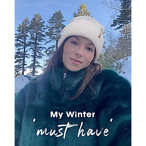 FURTALK Beanie Hats for Women Men Winter Hats Womens Knitted Slouchy Beanies Cuffed Skull Cap Warm Ski Hat Beige