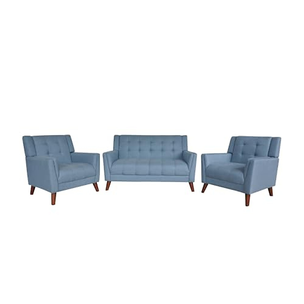 Christopher Knight Home Evelyn Mid Century Modern Fabric Arm Chair and Loveseat Set, Blue