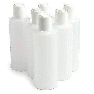 Grand Parfums 4 Oz Natural Color HDPE Squeeze Bottles with Disc Caps, for Lotions, Shampoo, Creams, Soups, and Other Liquids, 6 Count