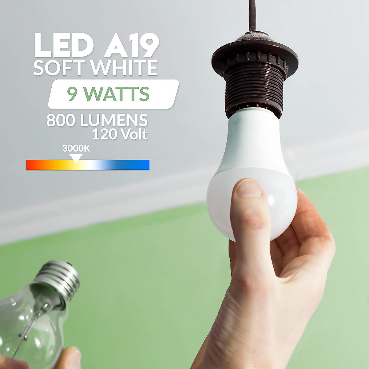 KOR (Pack of 6) 9W LED A19 Light Bulb – (60W Equivalent), UL Listed, 3000K (Soft White), 750 Lumens, Non-Dimmable, LED 9 Watt Standard Replacement Bulbs, with E26 Base, 15000 Hours, Long Life