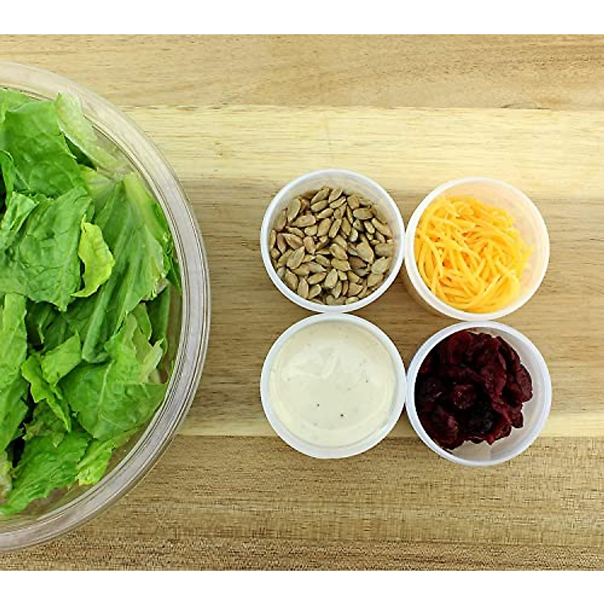Salad Dressing Condiment Containers (6-Pack); 2-Ounce To-Go Plastic Mini Food Storage Jars for Lunch Boxes; Carry Up to 4 Tablespoons