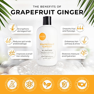 DANI Natural Nourishing Conditioner Naturals - Organic Ingredients Hydrate & Strengthen Hair - Sulfate, Phthalate & Paraben Free - Vegan & Cruelty Free - 12 Ounces (Grapefruit Ginger)