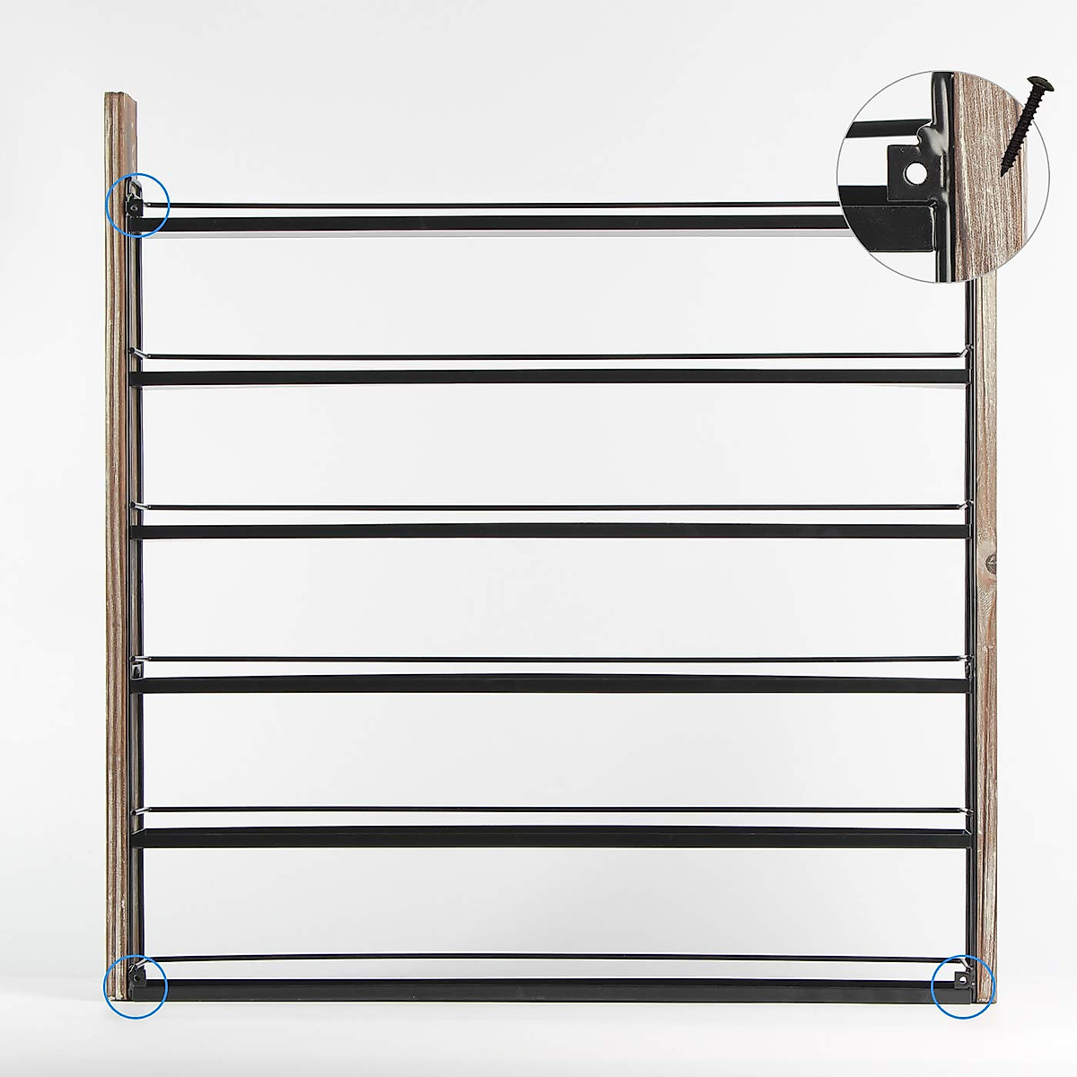 J JACKCUBE DESIGN Rustic Wood Nail Polish Organizer with 6 Tier shelves 100 bottles Wall Mount Display Rack Makeup Bottles Holder Storage for Nail Salon Bedroom Dress room - MK528A