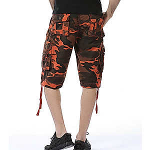 AOYOG Men's Camo Cargo Shorts Relaxed Fit Multi-Pocket Outdoor Camouflage Cargo Shorts Cotton