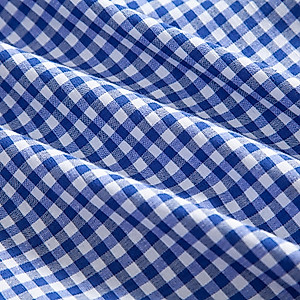 Manwan walk Men's Plaid Button Down Shirts Regular Fit Long Sleeve Casual Business Shirts Dark Blue XXL