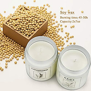 Candles for Home Scented, Sage Candles, Lavender Candle, Natural Soy Jar Candles Gift for Women Bathing Yoga Massage and Embellishment Home, 7.2oz 120 Hours Long Burning