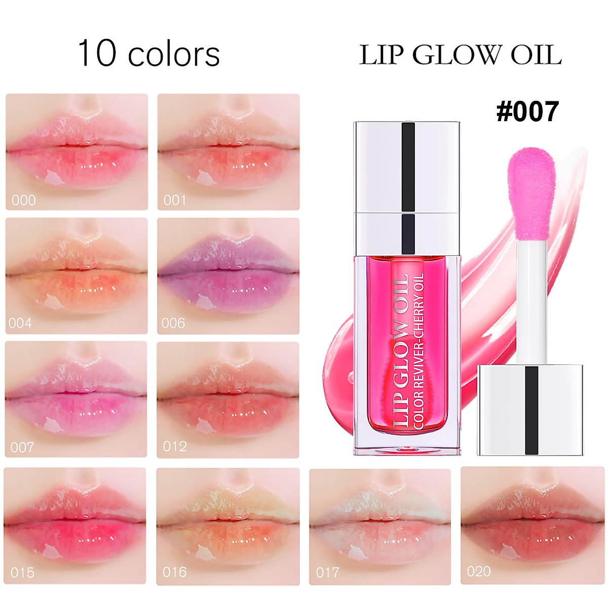 KIMIEYE Hydrating Lip Oil for Women, Glossy Lip Color, Transparent Lip Gloss for Nourishing Lip and Make Lip Full, Moisturizing Liquid Tinted Lip Balm for Lip Care, 0.2oz (Raspberry #007)