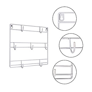 Ymeibe Wall Mounted Coffee Mug Rack with 7 Hooks Large Metal 3 Tiers Coffee Cup Holder for Coffee Mugs, Teacups, Mason Jars, Display, Organizer and Storage Hangers, Set of 2 (White)