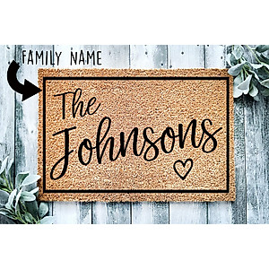 Heartful Custom Doormat Family Name - Premium Quality, Thick & Made in the USA