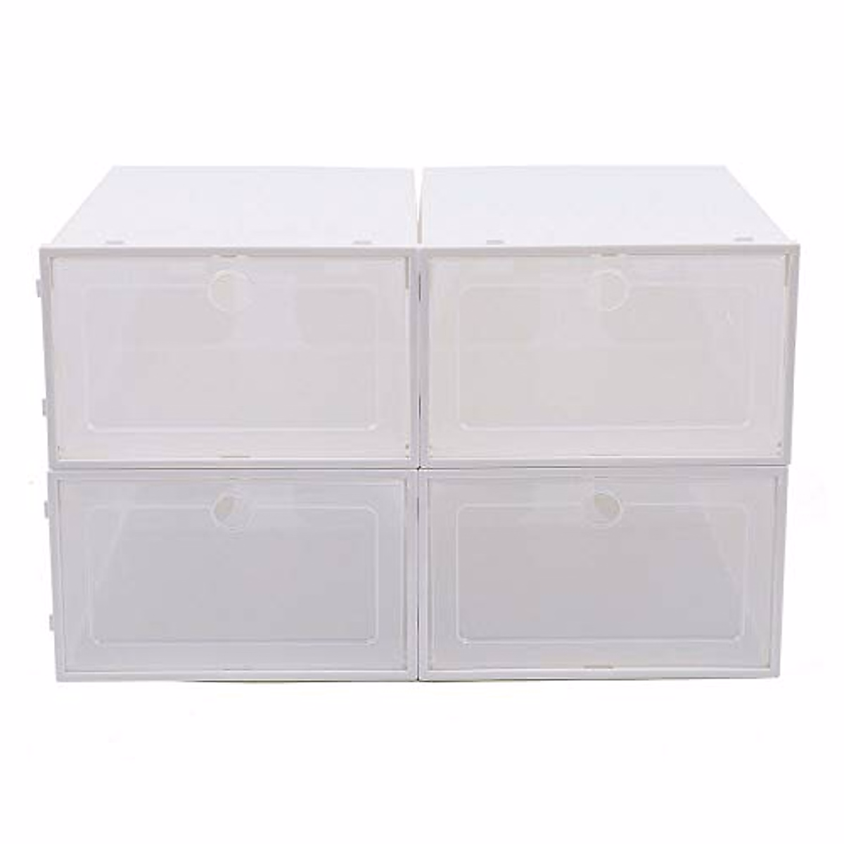 TFCFL 20/24 Pack Shoe Storage Box Shoe Box, Upthehill Clear Plastic Stackable Shoe Organizer Space Saving Foldable Shoe Container, 33 x 23 x 14cm (24 Pack)