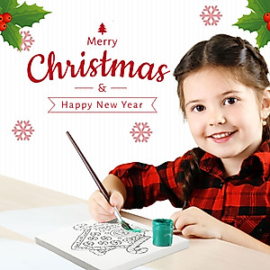 Yeaqee 12 Pcs Christmas Pre Drawn Canvas Painting Stretched Cartoon Canvas 8 x 8 Inch Christmas Trees Santa Snowman Nativity DIY Art for Boy Girl Adult Craft Party Birthday Gift(Classical)