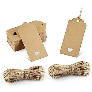 Gift Tags,100 PCS Kraft Paper Gift Tags with Free 100ft(30m) Natural Jute Twine for Christmas Holiday Gifts Wedding Favors Art Craft