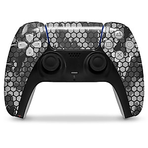 WraptorSkinz Skin Wrap compatible with Sony PS5 DualSense Controller HEX Mesh Camo 01 Gray (CONTROLLER NOT INCLUDED)