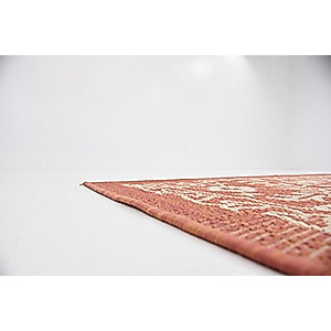 Unique Loom Outdoor Botanical Collection Area Rug - Allover (7' 1" x 10' Rectangle, Terracotta/ Beige)