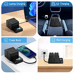 2 x 8800mAh Rechargeable NP-F970 Batteries and Charger, NP-F970 Battery Replacement for Camorder/Video Camera/ Handycams/Monitor/Light Ring, Dual NPF Battery Charger for NP-F970/770/570, FM50/70/90