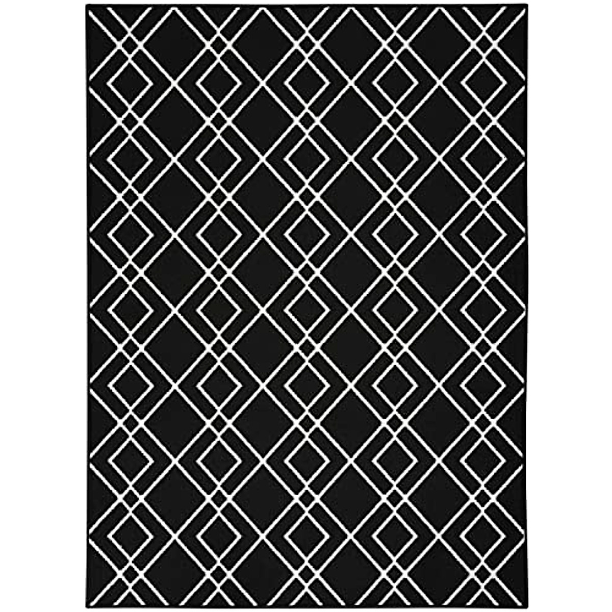 Nourison Modern Lines Modern Geometric Black 5' x 7' Area-Rug, Easy-Cleaning, Non Shedding, Bed Room, Living Room, Dining Room, Kitchen (5x7)