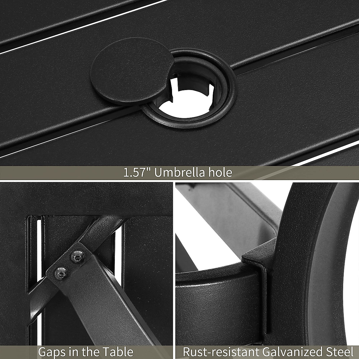 PatioFestival Patio Dining Set 5 Pieces Metal Outdoor Furniture Sets Outside Square Table Swivel Rocker Chairs with All Weather Frame (Grey)