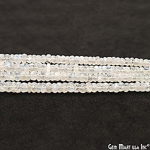 GemMartUSA Loose Gemstone 1 Strand Rainbow Moonstone Faceted Rondelle Beads, 3-4mm Micro Faceted Beds Strand, 13 inch Length AAA Quality, Blue Luster, GemMart USA (RLRM-70002)