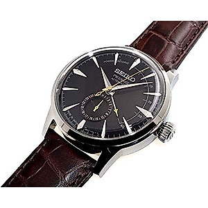 SEIKO PRESAGE Power Reserve"Black Cat Martini" Brown Dial Leather Watch SSA393J1