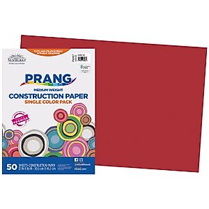 Prang (Formerly SunWorks) Construction Paper, Holiday Red, 12" x 18", 50 Sheets