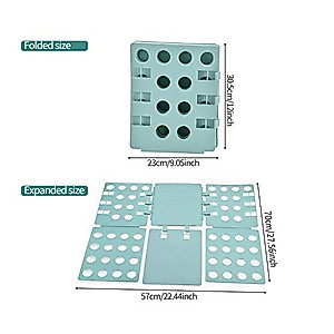 Shirt Folding Board, 27.56" x 22.44" T Shirt Folder, Easy and Fast Flip Fold Clothes Folding Board, Durable Plastic Laundry Folders Collapsible Liner for Easy Storage and Travel (Green) (Green)