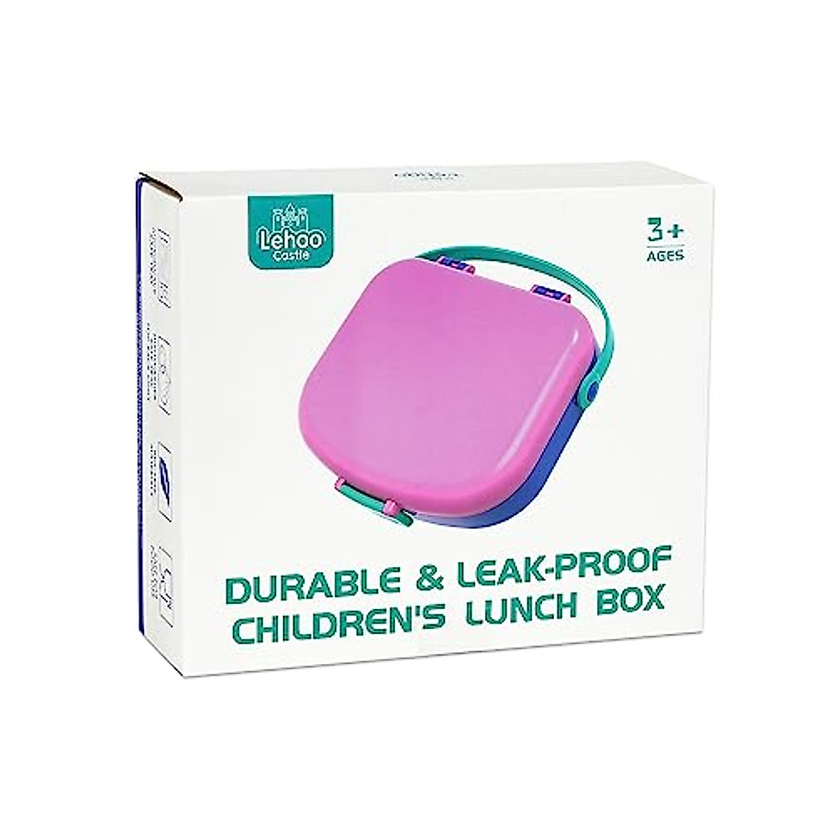 Lehoo Castle Bento Lunch Box for Kids, Large Kids Lunch Box with Cutlery＆4 Compartments＆Silicone Handle, Leak-proof Portable 1.3L Lunchbox Bento for Kids BPA-free Easy Opened (Blue)