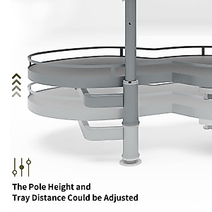 WHIFEA Blind Corner Pull Out Cabinet Organizer, Soft Close 2 Tier Swing Tray, Non-Slip Spice Rack for 36 inch Kitchen Cabinet, Heavy Duty Storage Organizer, Adjustable Height