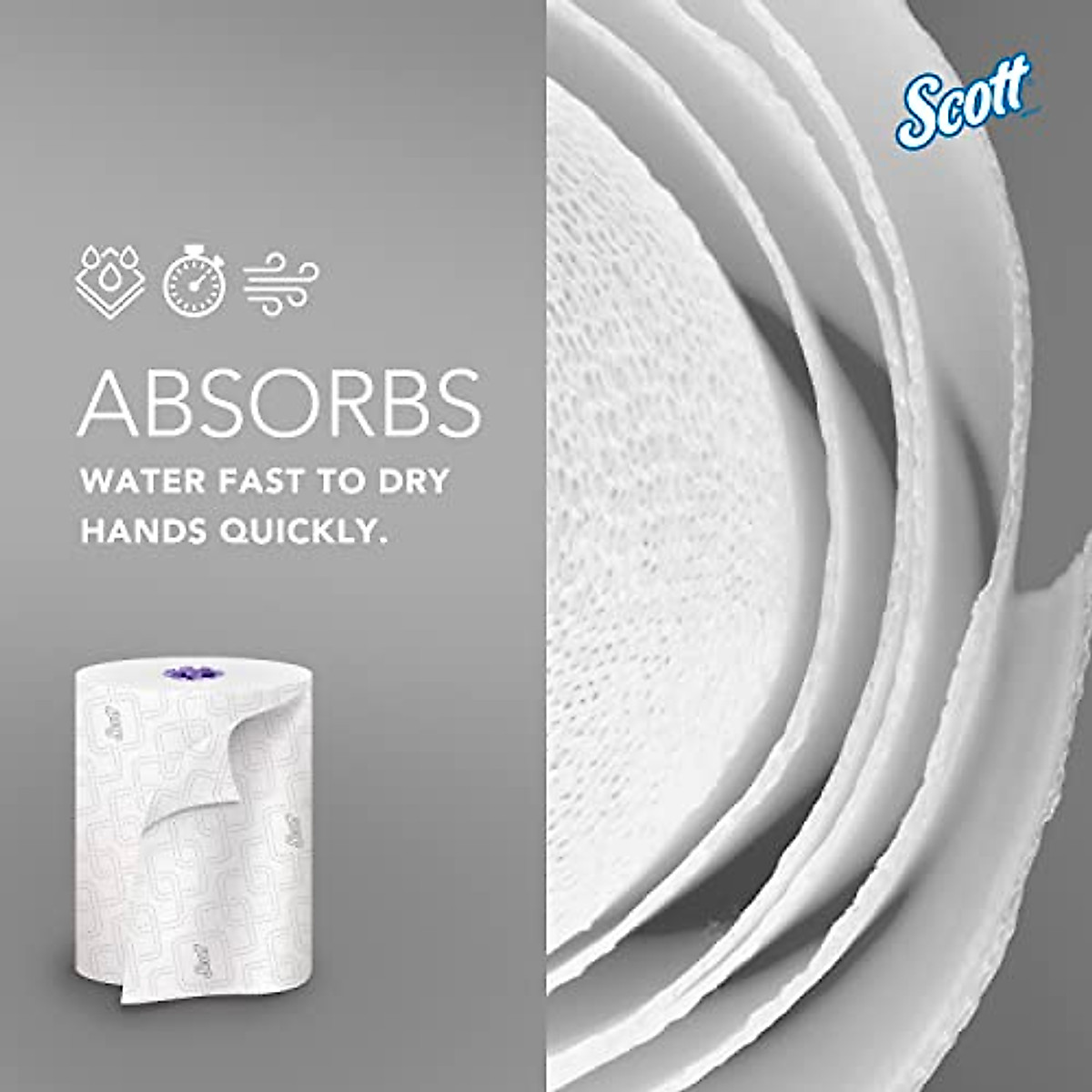 Scott® Essential High-Capacity Hard Roll Towels (02001), with Elevated Design and Absorbency Pockets™, for Purple Core Dispensers, White, Unperforated, (950'/Roll, 6 Rolls/Case, 5,700'/Case)