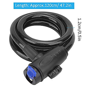 Combination Bike Lock 1.2M Resettable Basic Bike Cable Locks with 2Keys and Mounting Bracket Rack