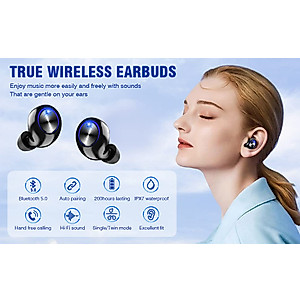 Mix Hero Bluetooth Headphones,IP5 Auto Pairing 200H Stereo Sound True Wireless Earbuds in Ear Bluetooth Earphones Binaural Call Headset with Built in Mic and Charging Case for Sports Running