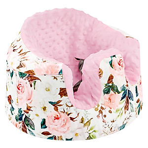 DILIMI Minky Seat Cover Compatible with Bumbo Seat, Removable Ultra Soft Comfortable Warm Seat Slipcover for Baby Girl and Boy, Pink Flower