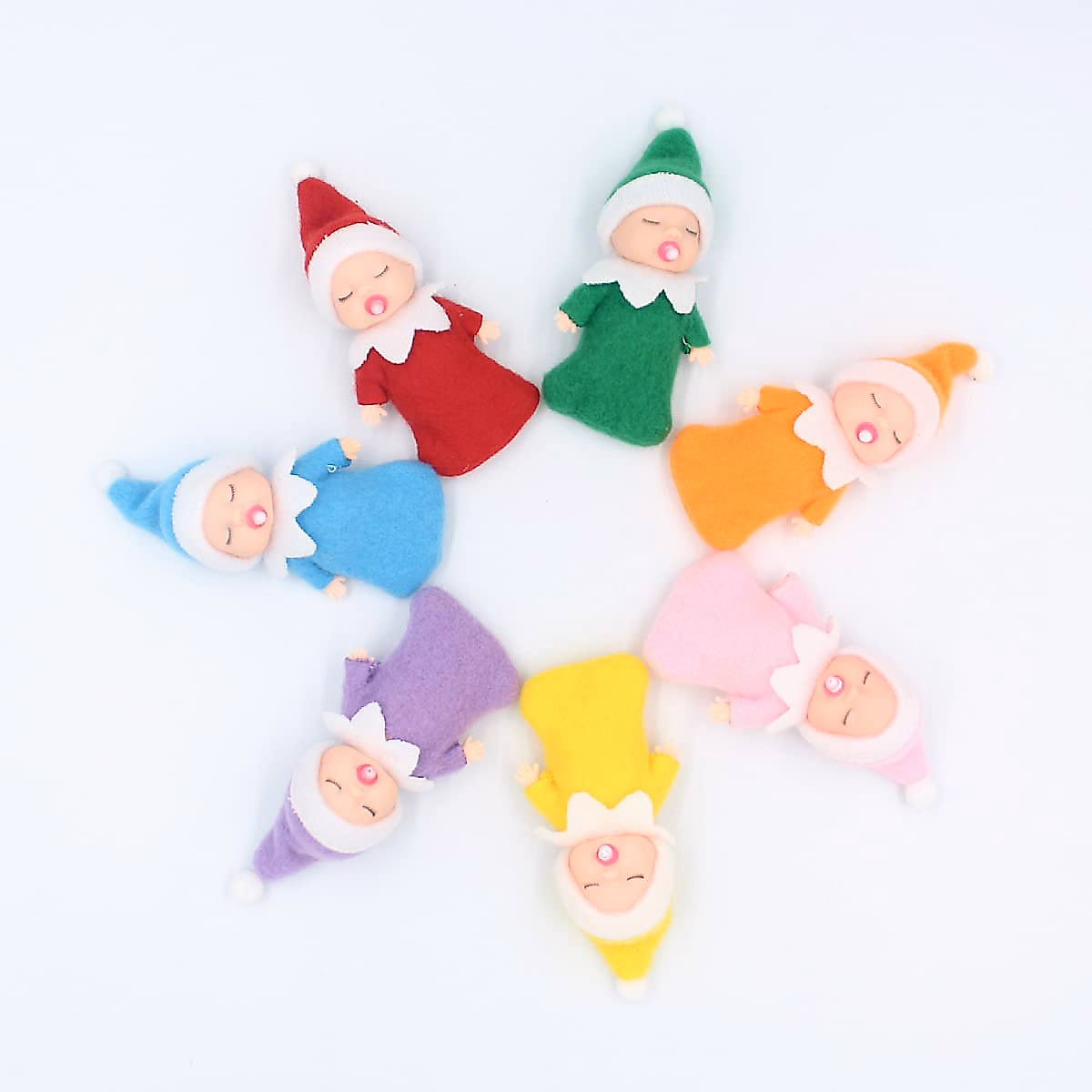 WULEEUPER Sleeping Elf Doll with Pacifier | Christmas Miniature Elf Doll Toys | New Year Holiday Decoration Party Gift (Pink)