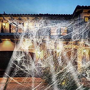 1400 sqft Spider Webs Halloween Decorations, Super Stretch Spider Web Cobwebs Haunted House Yard Creepy Scene Props Indoor Outdoor Decor and Halloween Party Supplies (200g/7.05 oz)