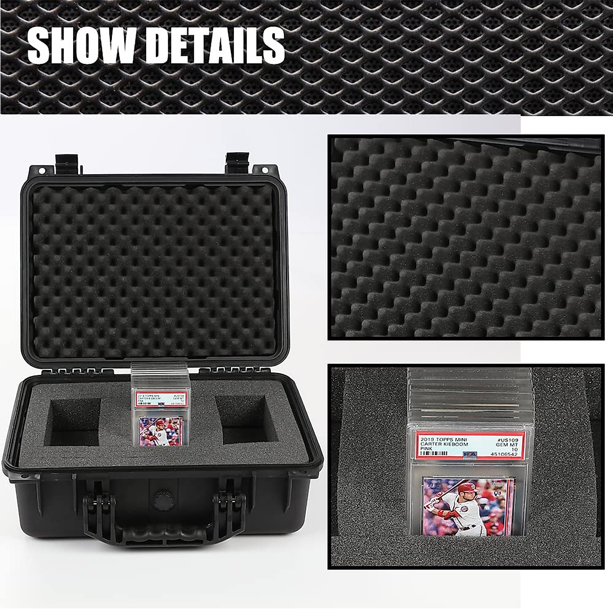 G-PLUS Graded Card Storage Box Compatible with BGS PSA SGC FGS Weatherproof Graded Sports Trading Cards(Large, Black)